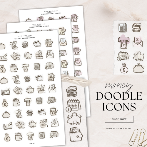 Money Doodle Icons | Sticker Sheet – Harriet Wright Designs