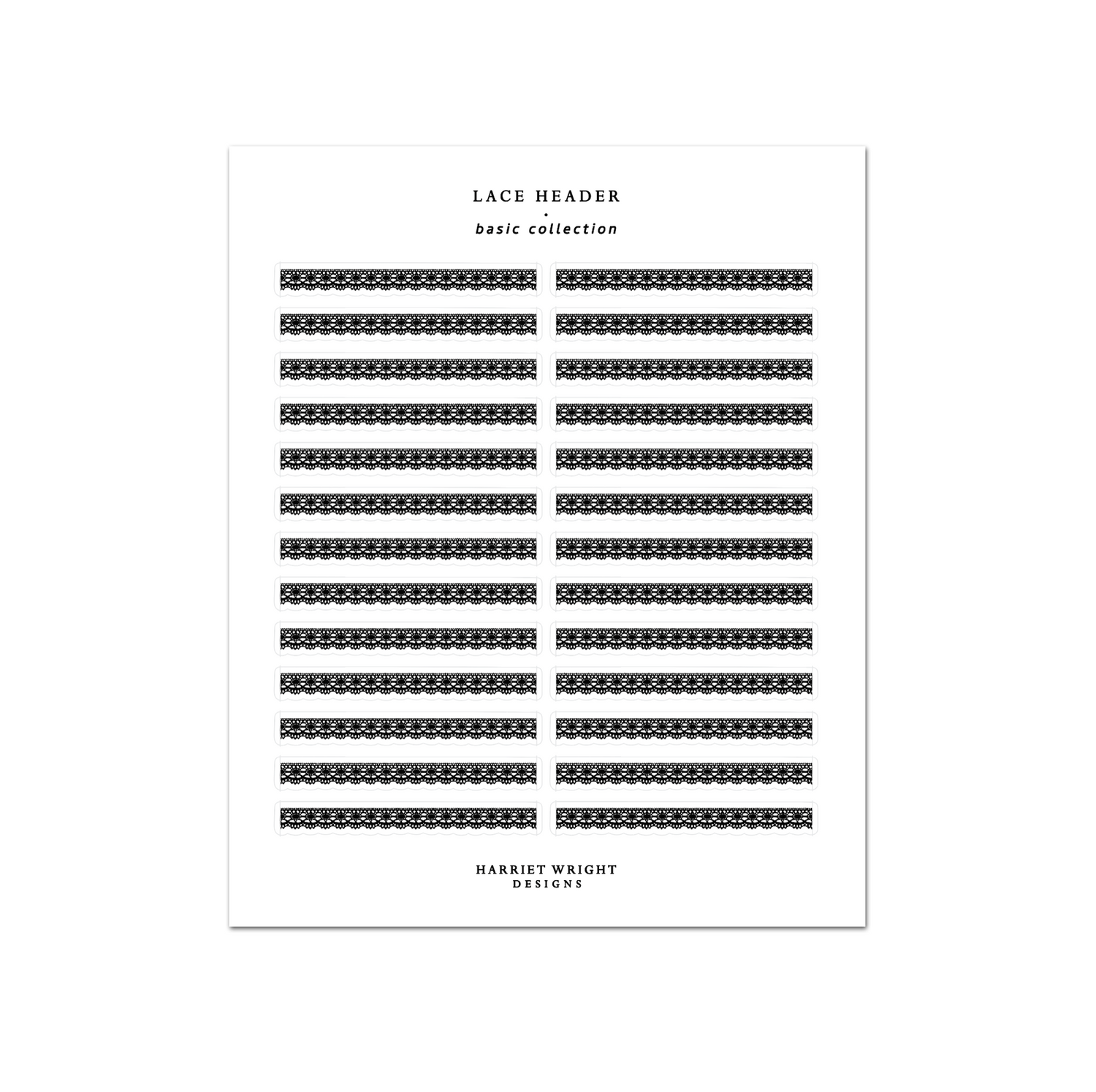 Lace Header || Basic Collection – Harriet Wright Designs