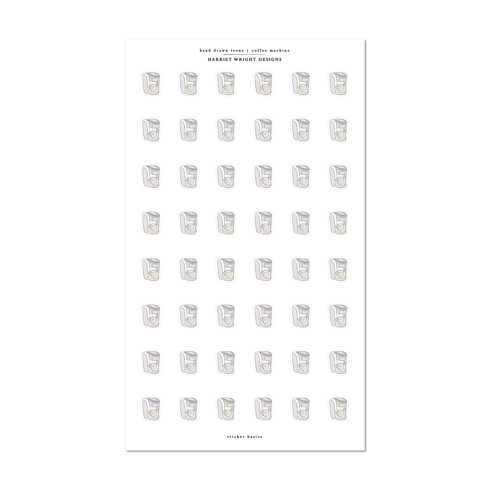 Hand Drawn Icons - Coffee Machine | Sticker Basics – Harriet Wright Designs